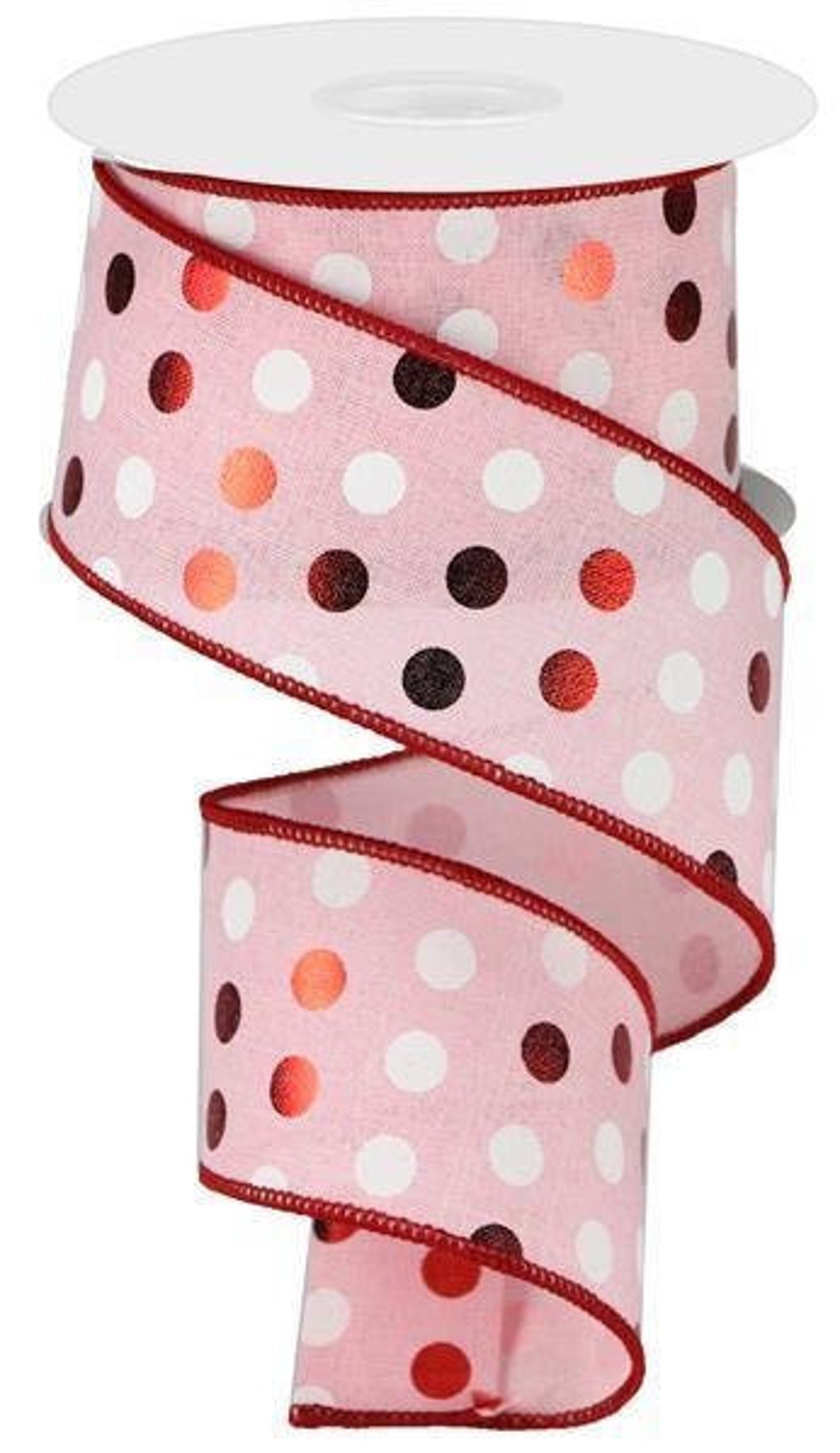 Valentine Polka Dot Ribbon Pink Red Polka Dots Ribbon Valentine Ribbon ...