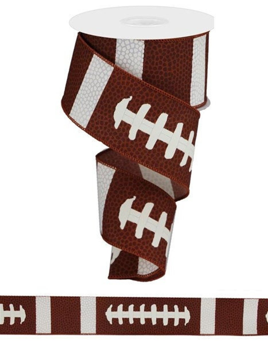 Brown Football Ribbon 2.5 Inch Wired Ribbon - Etsy