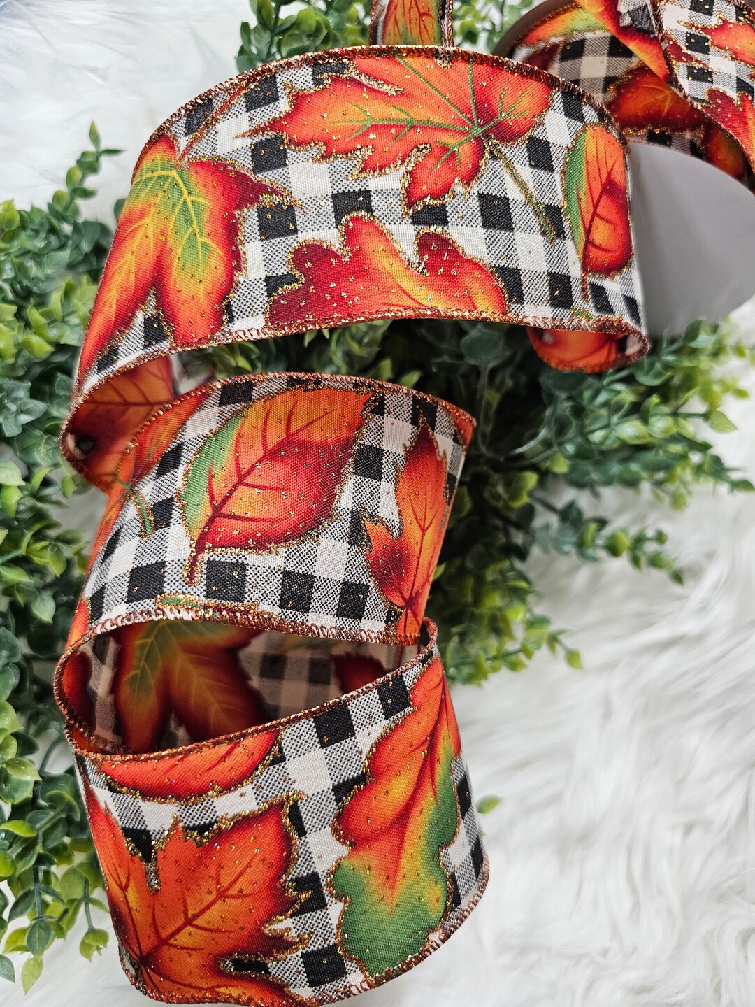 Fall Leaves Ribbon Fall Ribbon Cream Fall Thanksgiving Ribbon Wired - Etsy