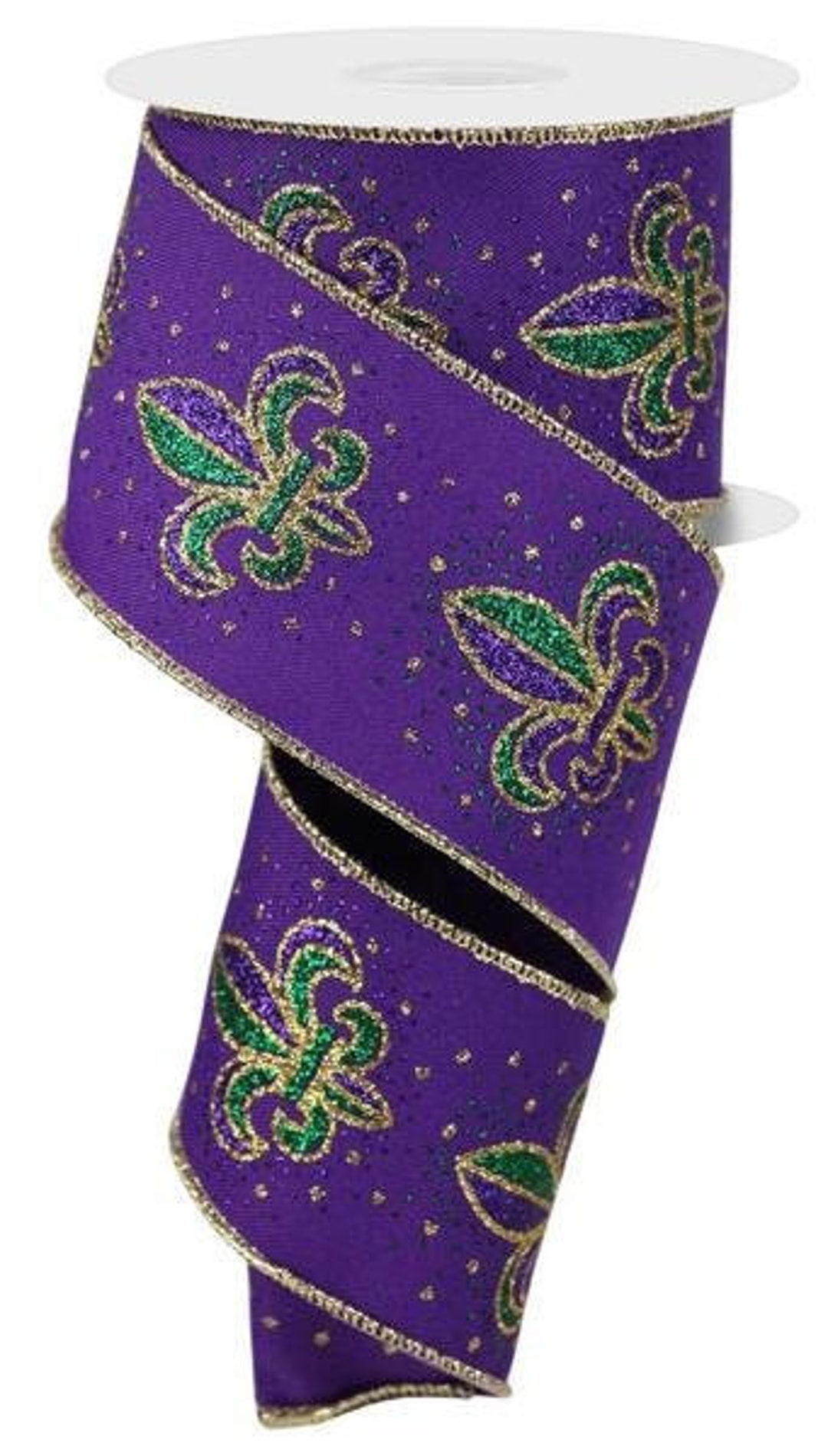Fleur De Lis Ribbon Mardi Gras Ribbon Ribbon 2.5 Inch Wired Ribbon - Etsy