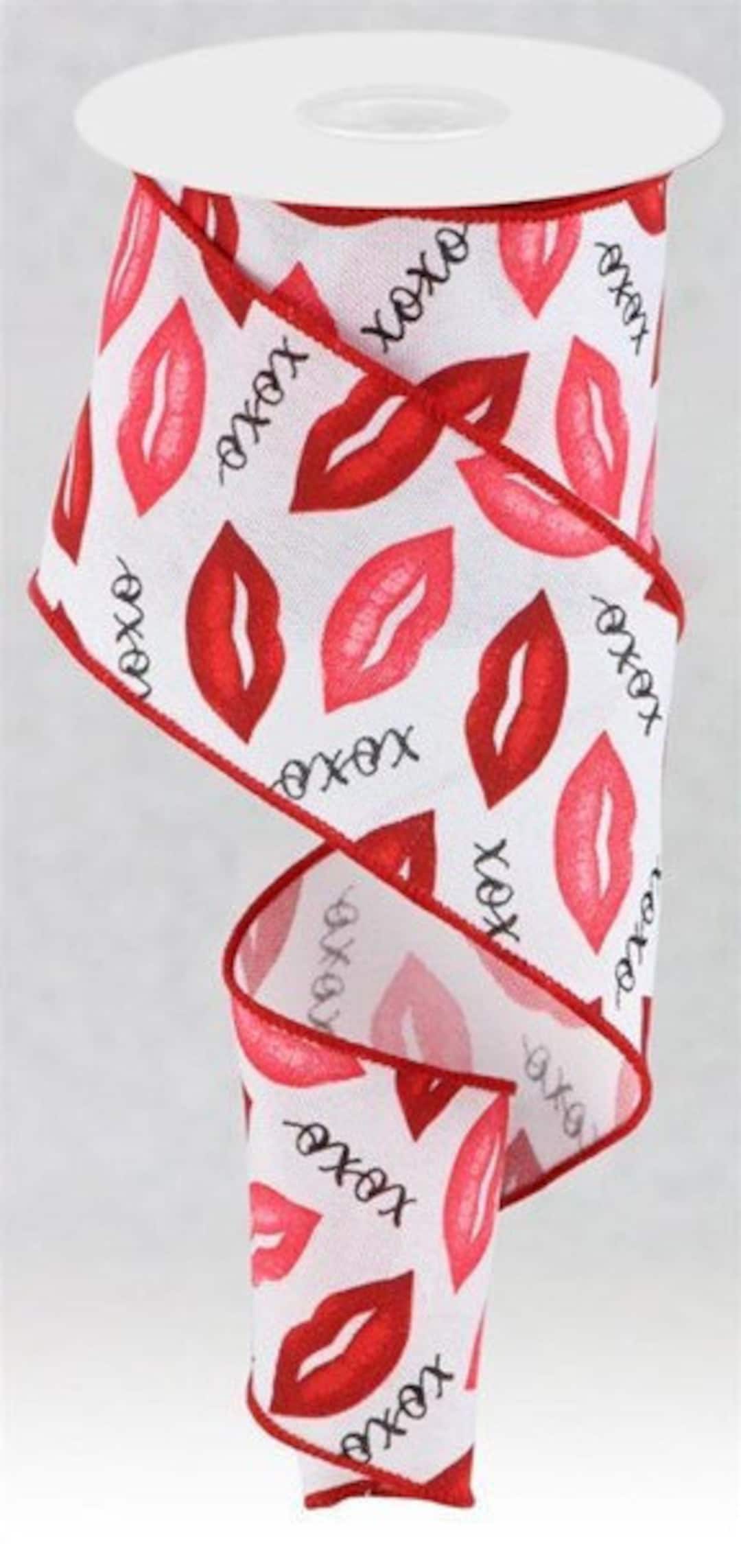 Valentine Ribbon Lips XOXO Valentine Ribbon Wired Ribbon Kiss Ribbon ...
