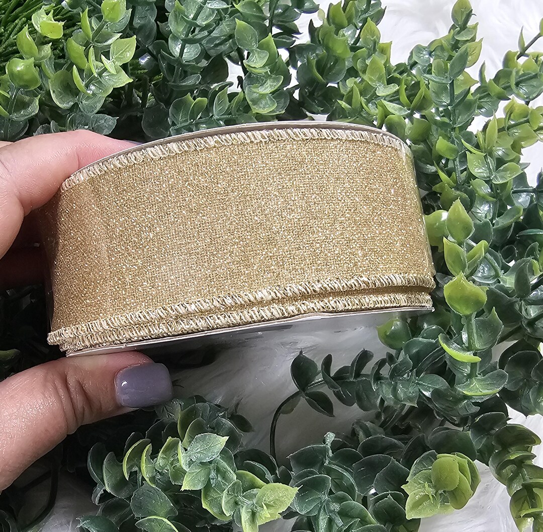 Gold Glitter Ribbon Gold Fine Glitter on Royal Ribbon 1.5 Inch Wired ...