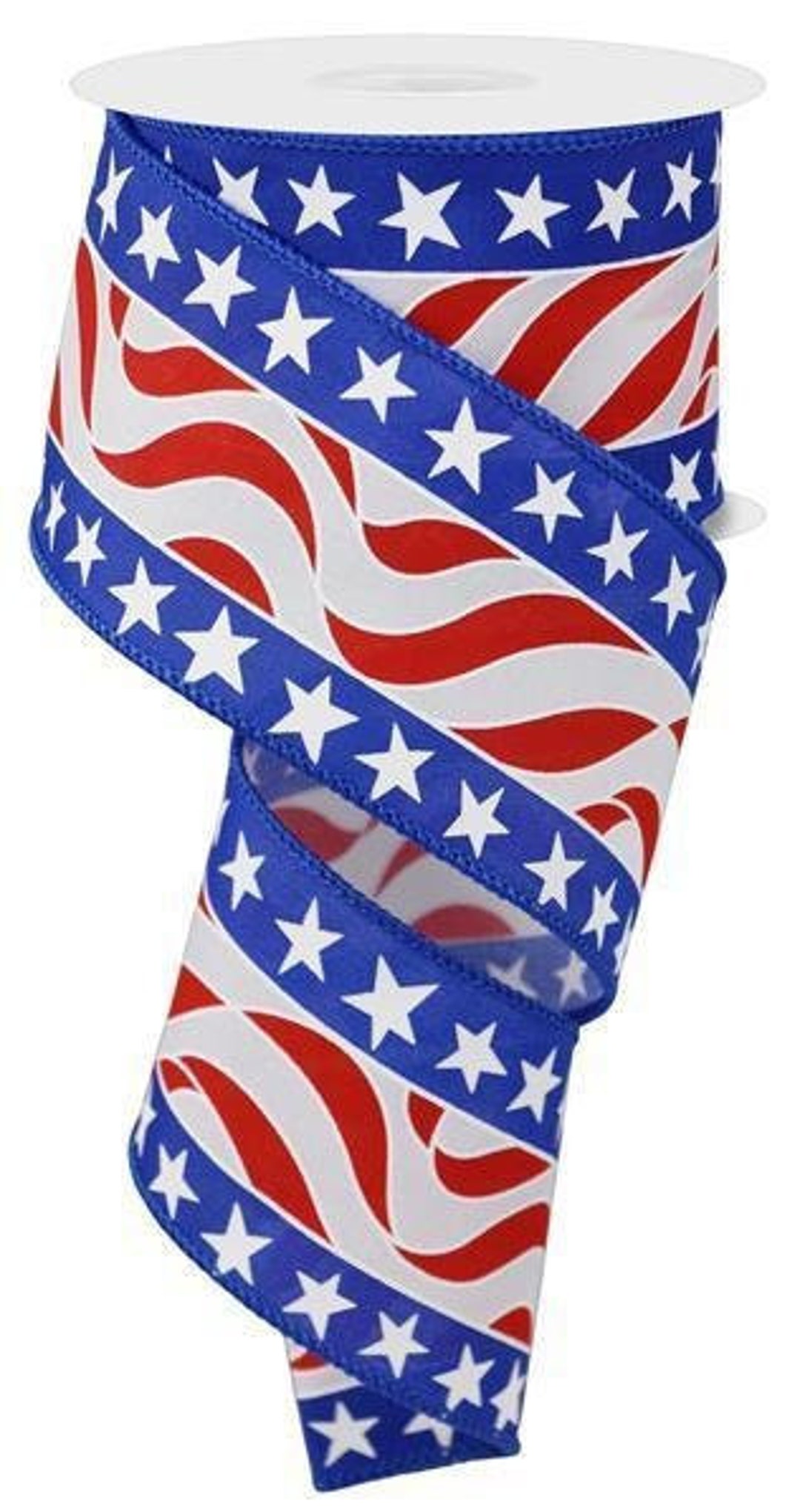 Stars and Stripes Ribbon Wired American Ribbon 2.5 Inch Stars Wavy ...