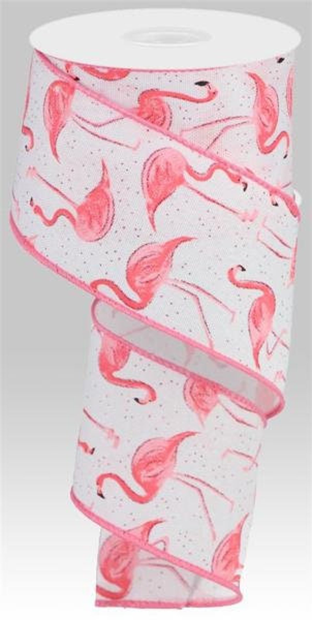 Flamingo Glitter Ribbon Flamingo Ribbon 2.5 Inch Wired Flamingo Ribbon ...