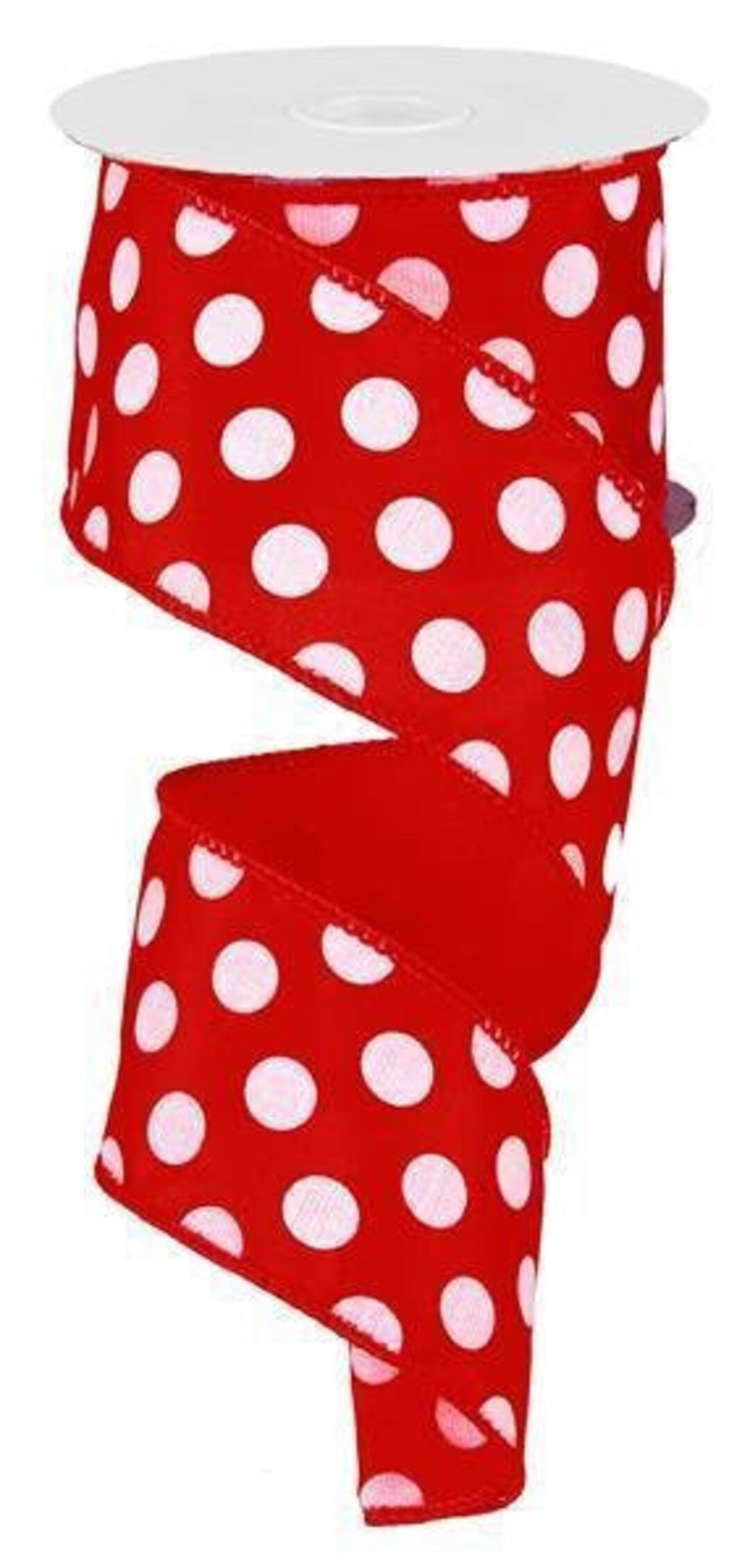 Red Polka Dot Ribbon Red Satin White Dot Ribbon Red Polka Dot Wired ...