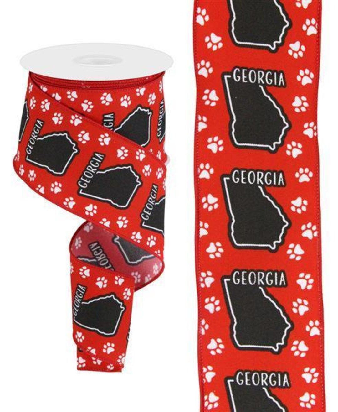 Georgia Ribbon Georgia Bulldog Ribbon Paw Print Red Black Ribbon 2.5 ...