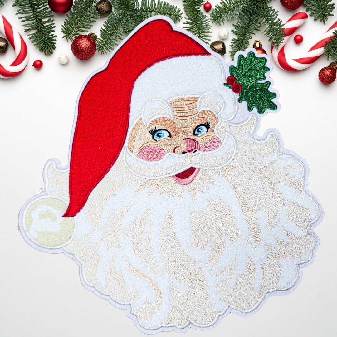 Santa Chenille Patch Iron on Patch Large Santa Chenille Patch Christmas Iron on Patch - Etsy