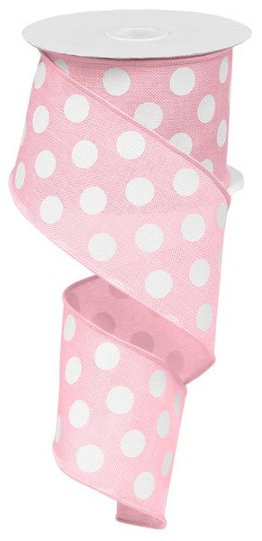 Light Pink Polka Dot Ribbon Pink White Dot Canvas Ribbon Pink White ...
