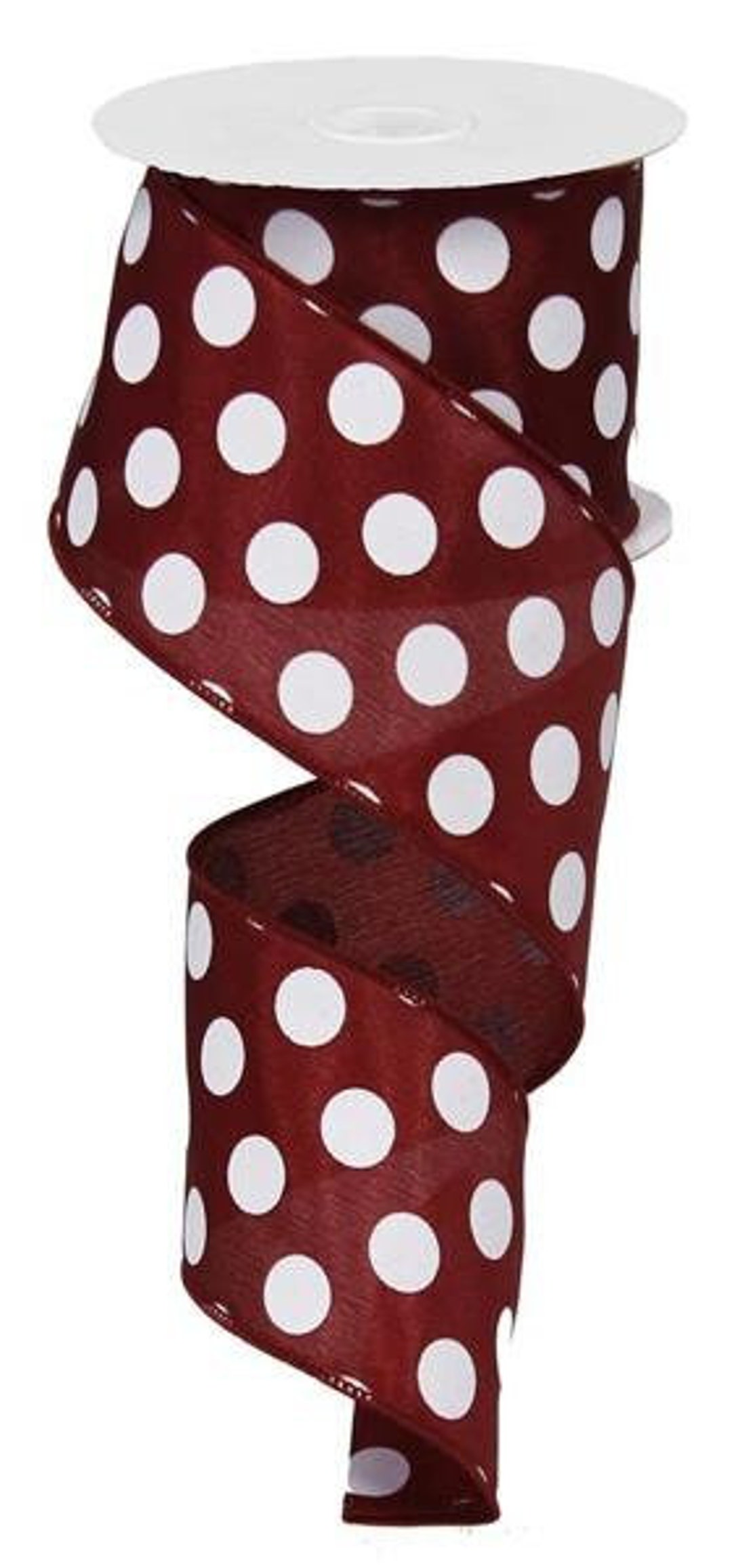 Maroon Polka Dot Ribbon Maroon White Dot Ribbon Maroon Wired Wreath ...