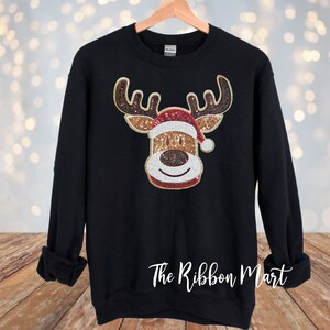 Reindeer Sequin Patch Iron on Patch Large Reindeer Iron on Patch - Etsy