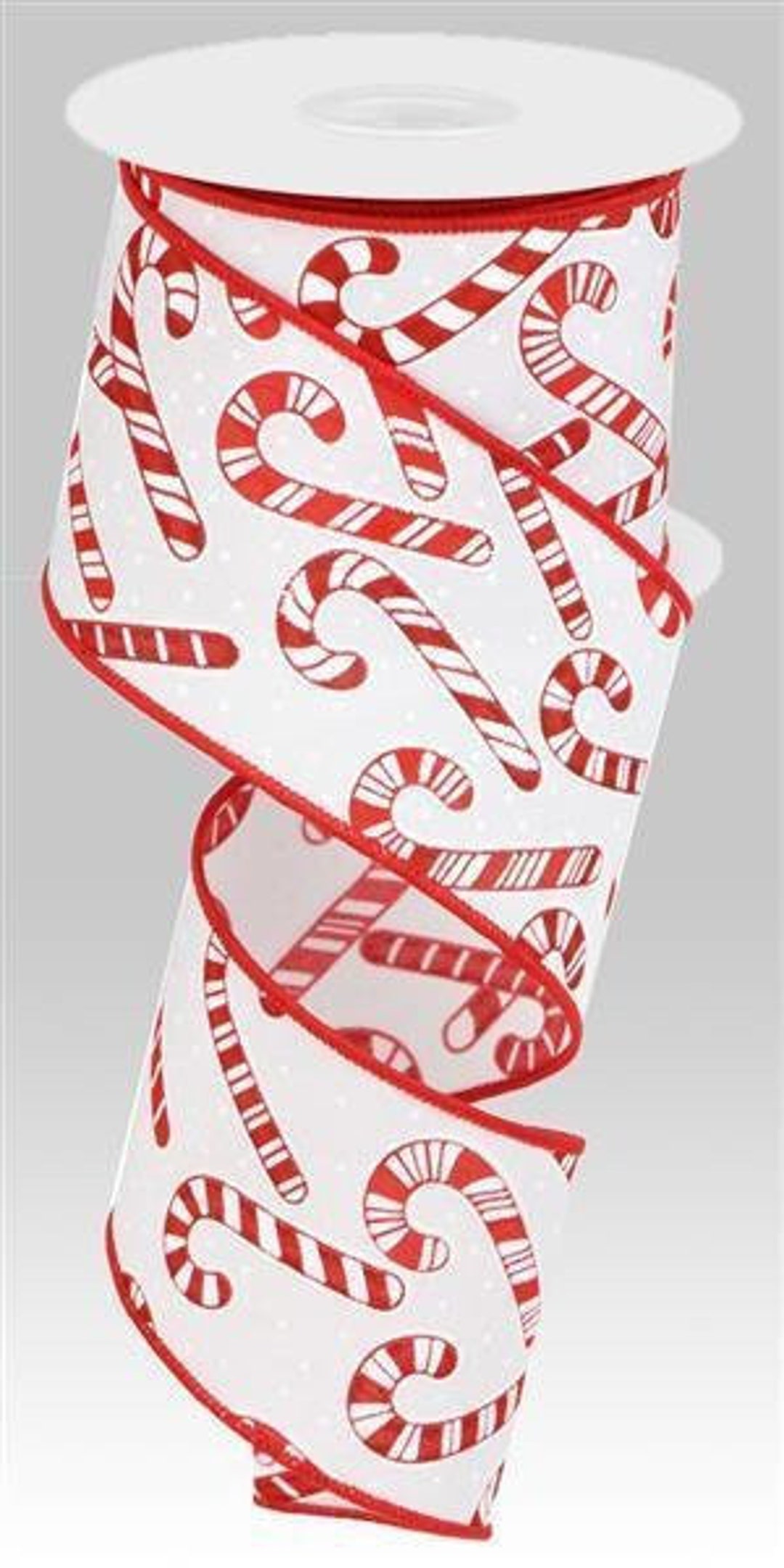 Candy Cane Ribbon Red White Candy Cane Chritmas Ribbon 2.5 Inch Wired ...