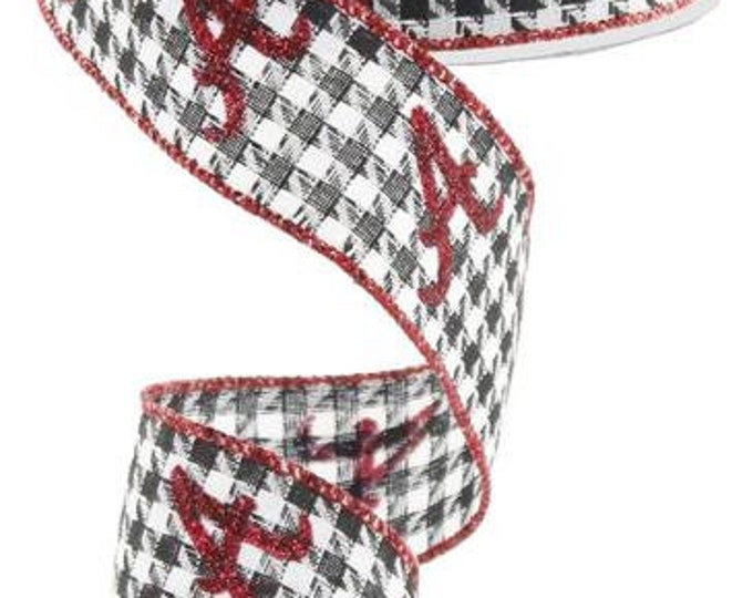 Alabama Football Ribbon Roll Tide Ribbon Houndstooth Ribbon 1.5 Inch ...