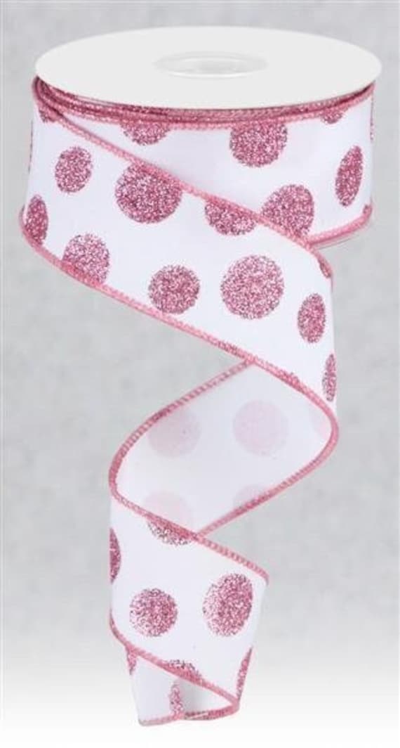 Pink Glitter Dot Ribbon Pink Pola Dots Baby Girl Ribbon Easter - Etsy