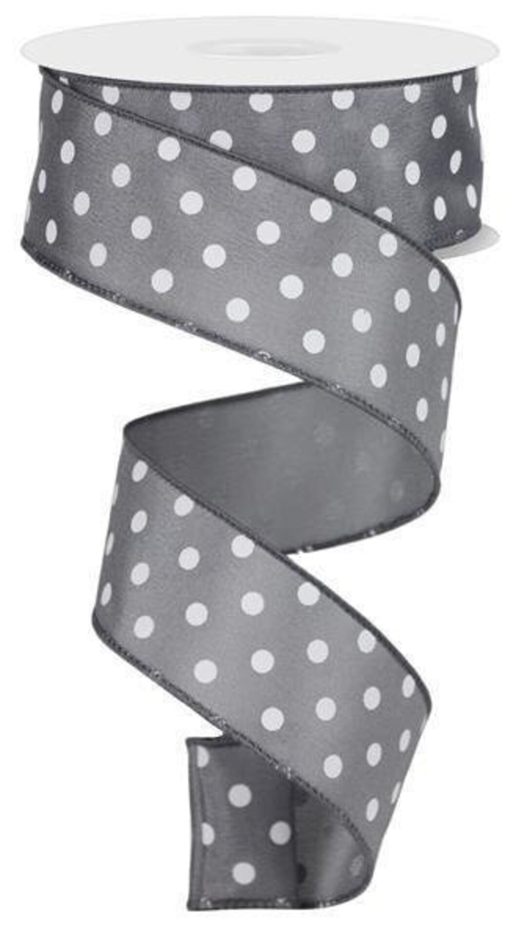 Grey Polka Dot Ribbon Small Dot Ribbon Gray White Small Dot Ribbon 1.5 ...