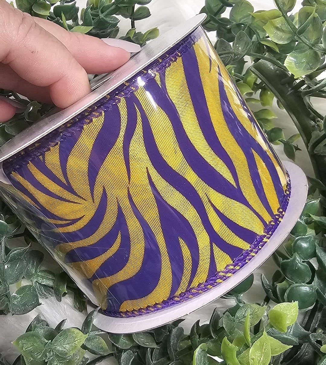 Tiger Stripe Ribbon Purple Gold Tiger Ribbon LSU Ribbon Print 2.5 Inch ...