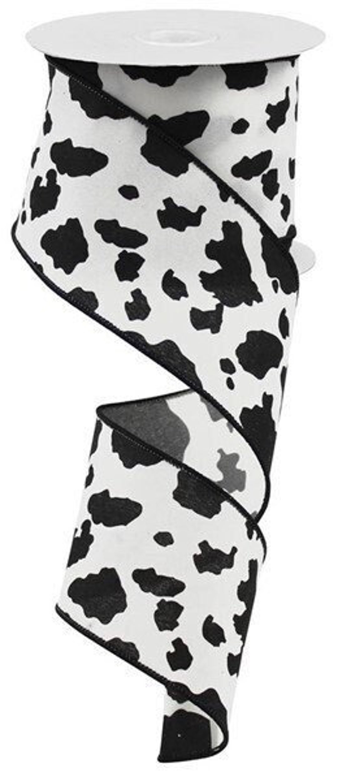 Cowhide Ribbon Print Black Cow Print Ribbon Black Ivory Cow Ribbon Farm ...