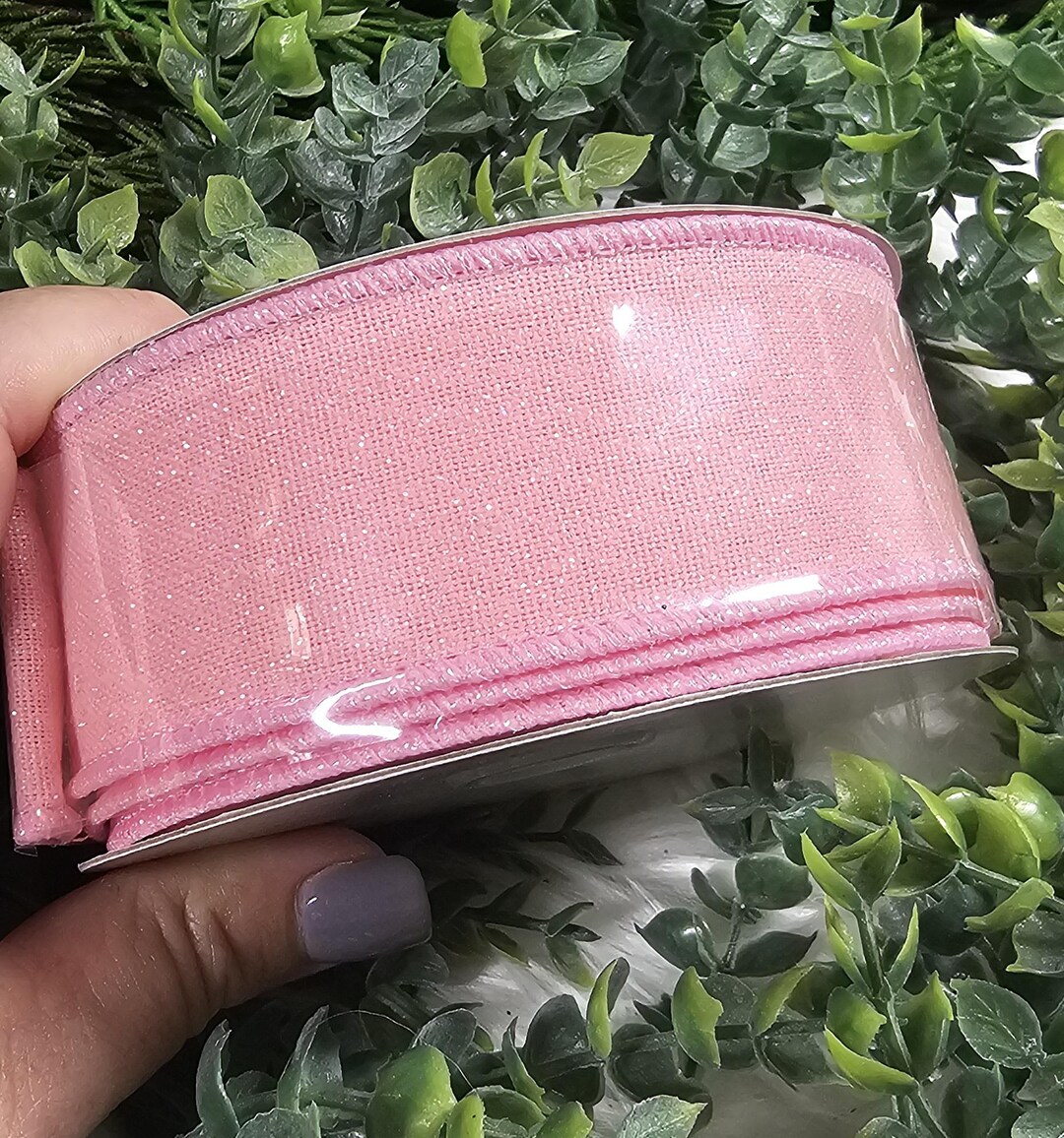 Light Pink Glitter Ribbon Light Pink Fine Glitter on Royal Ribbon 1.5 ...