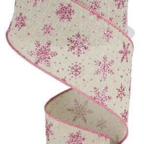 Pink Glitter Snowflake Winter Ribbon Christmas Glitter Natural - Etsy