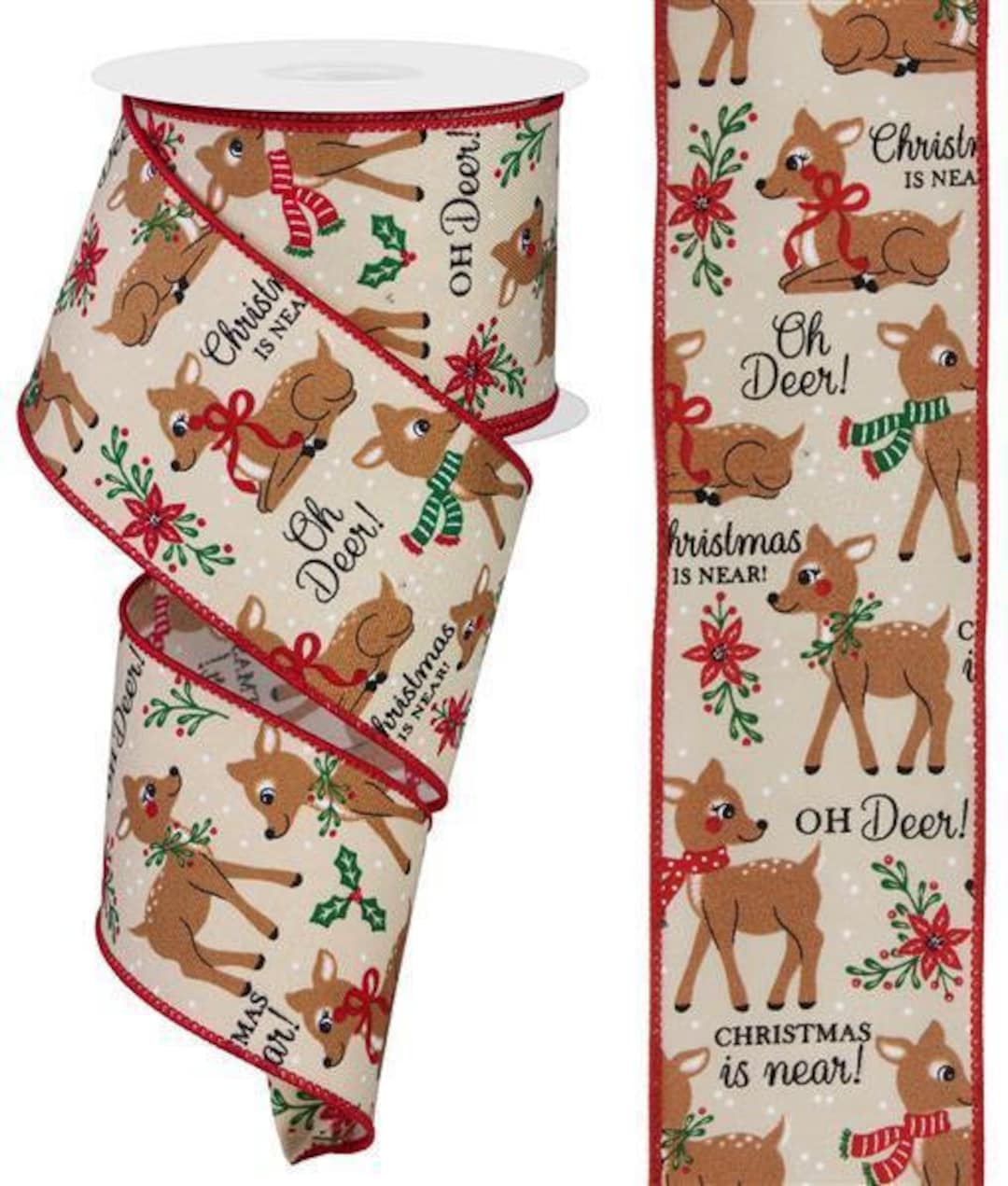 Deer Ribon Christmas Reindeer Ribbon Oh Deer Christmas Ribbon - Etsy