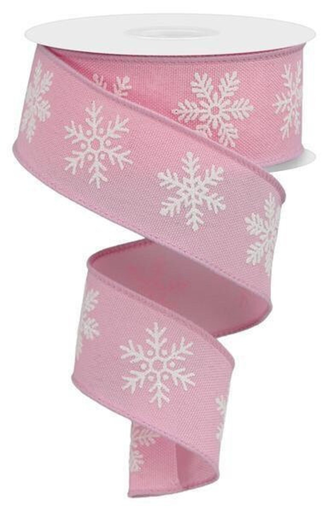 Pink Snowflake Ribbon Pink White Snowflake Ribbon 1.5 Inch Wired Ribbon ...