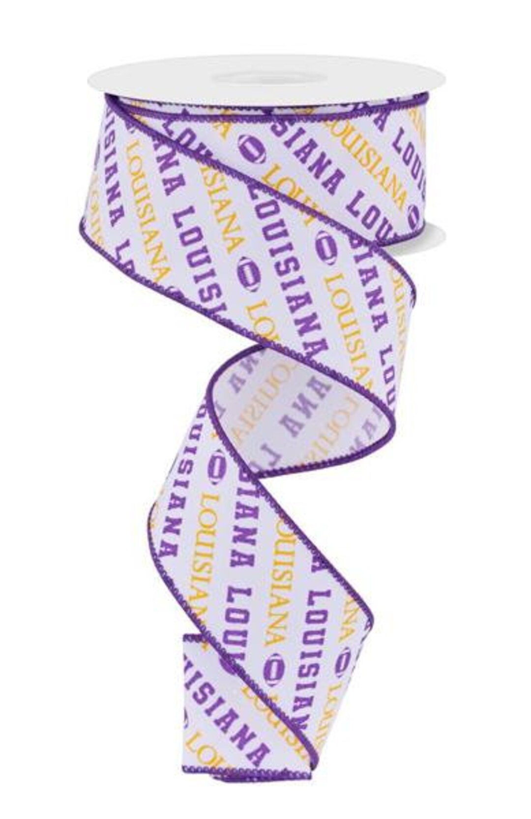 Louisiana Ribbon Purple Gold Football Ribbon LSU Ribbon Wired Ribbon 1. ...