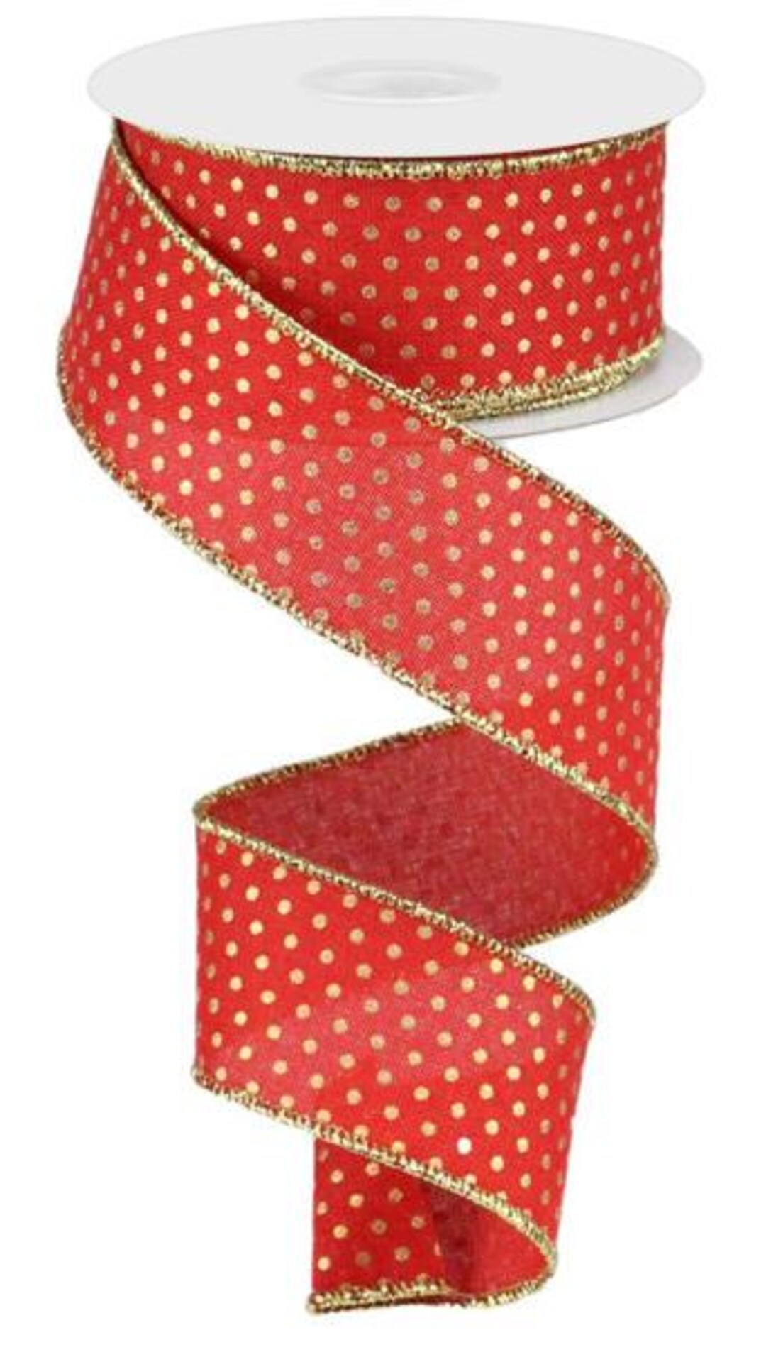 Red Gold Dot Ribbon Red Gold Metallic Dot Ribbon Gold Red Dot Ribbon ...