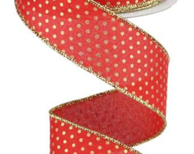 Red Gold Dot Ribbon Red Gold Metallic Dot Ribbon Gold Red Dot Ribbon ...