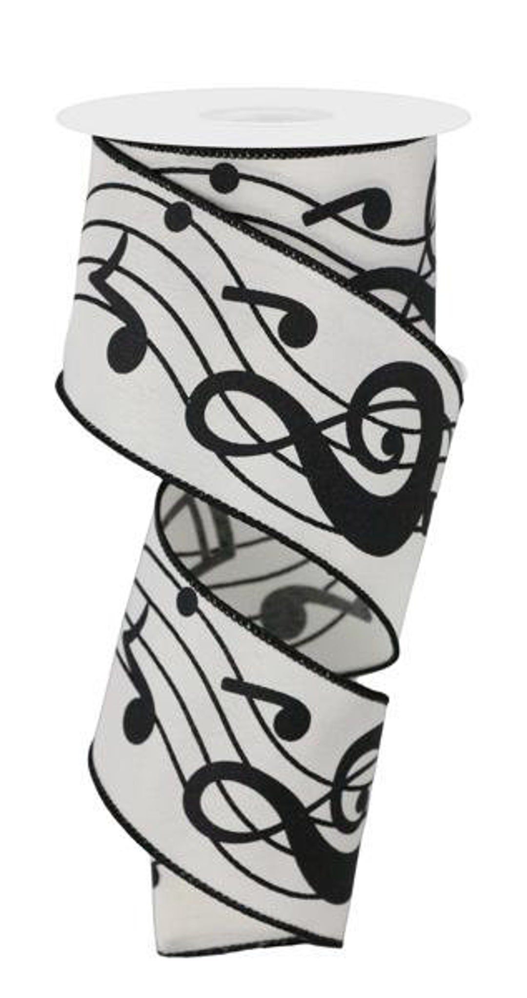 Music Note Ribbon Ivory Black Music Ribbon 2.5 Inch Wired Ribbon - Etsy