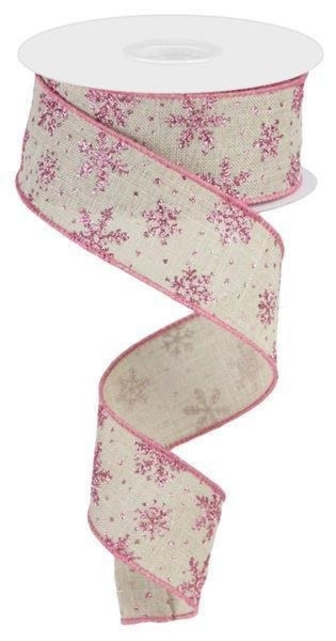 Pink Glitter Snowflake Winter Ribbon Christmas Glitter Natural - Etsy