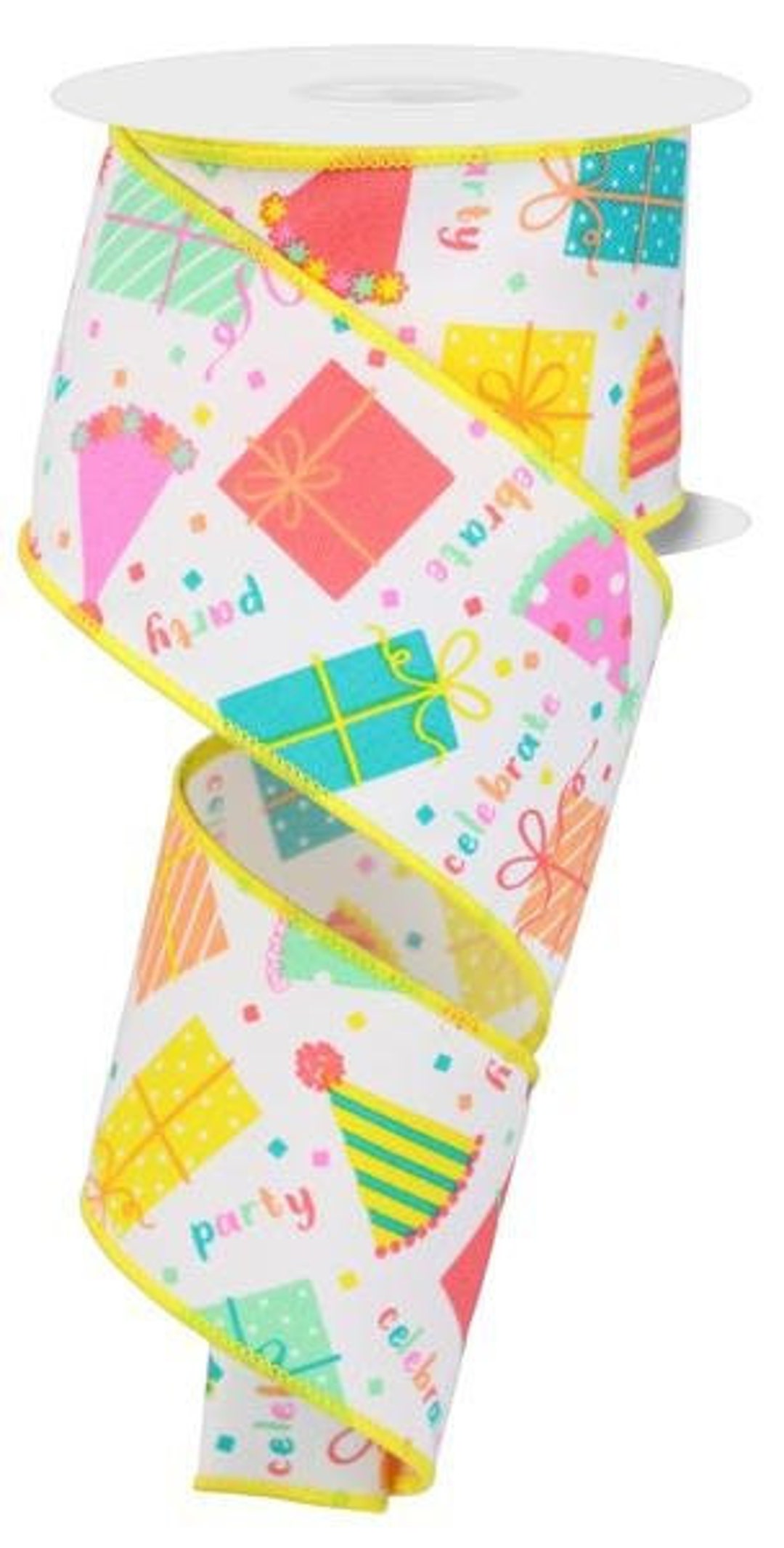 Happy Birthday Ribbon Party Hat Birthday Wired Ribbon 2.5 Inch Wired ...