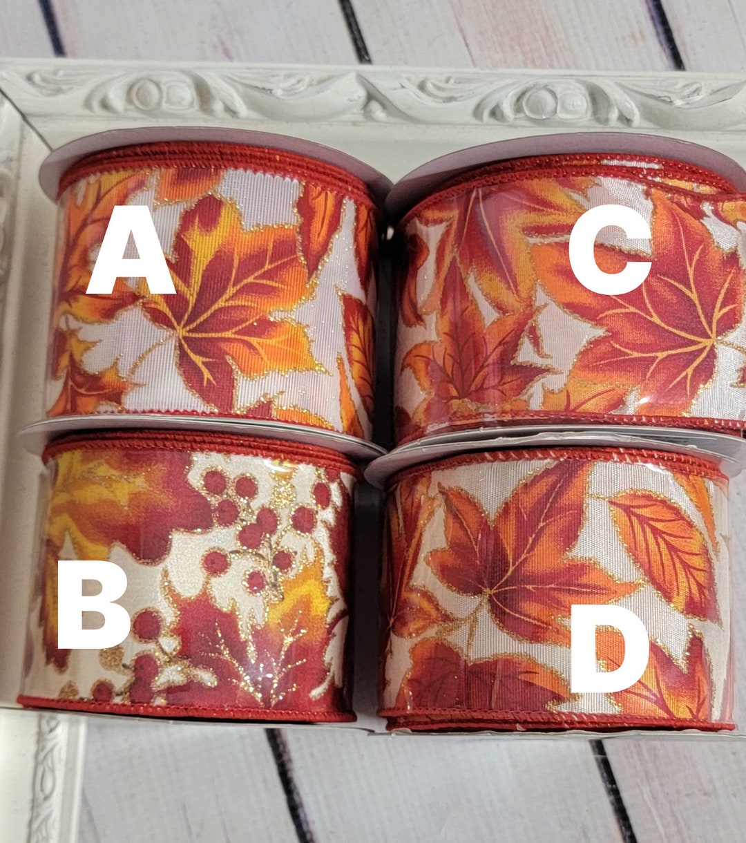 Fall Leaves Ribbon Fall Ribbon Cream Fall Thanksgiving Ribbon Wired - Etsy