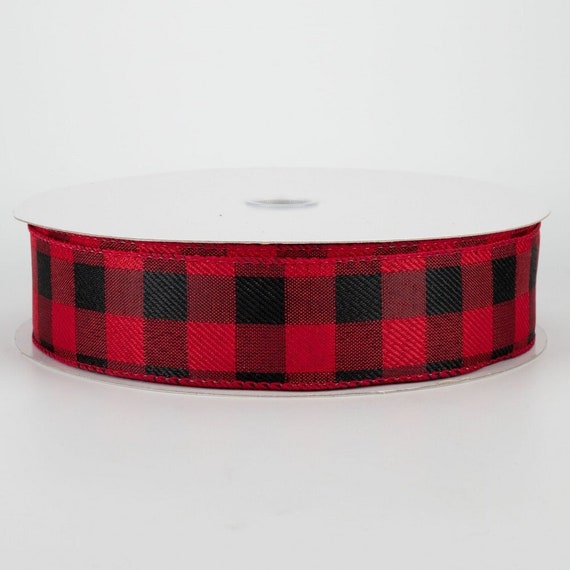 Red Black Check Ribbon 1.5 Inch Wired Red Black Plaid Ribbon - Etsy