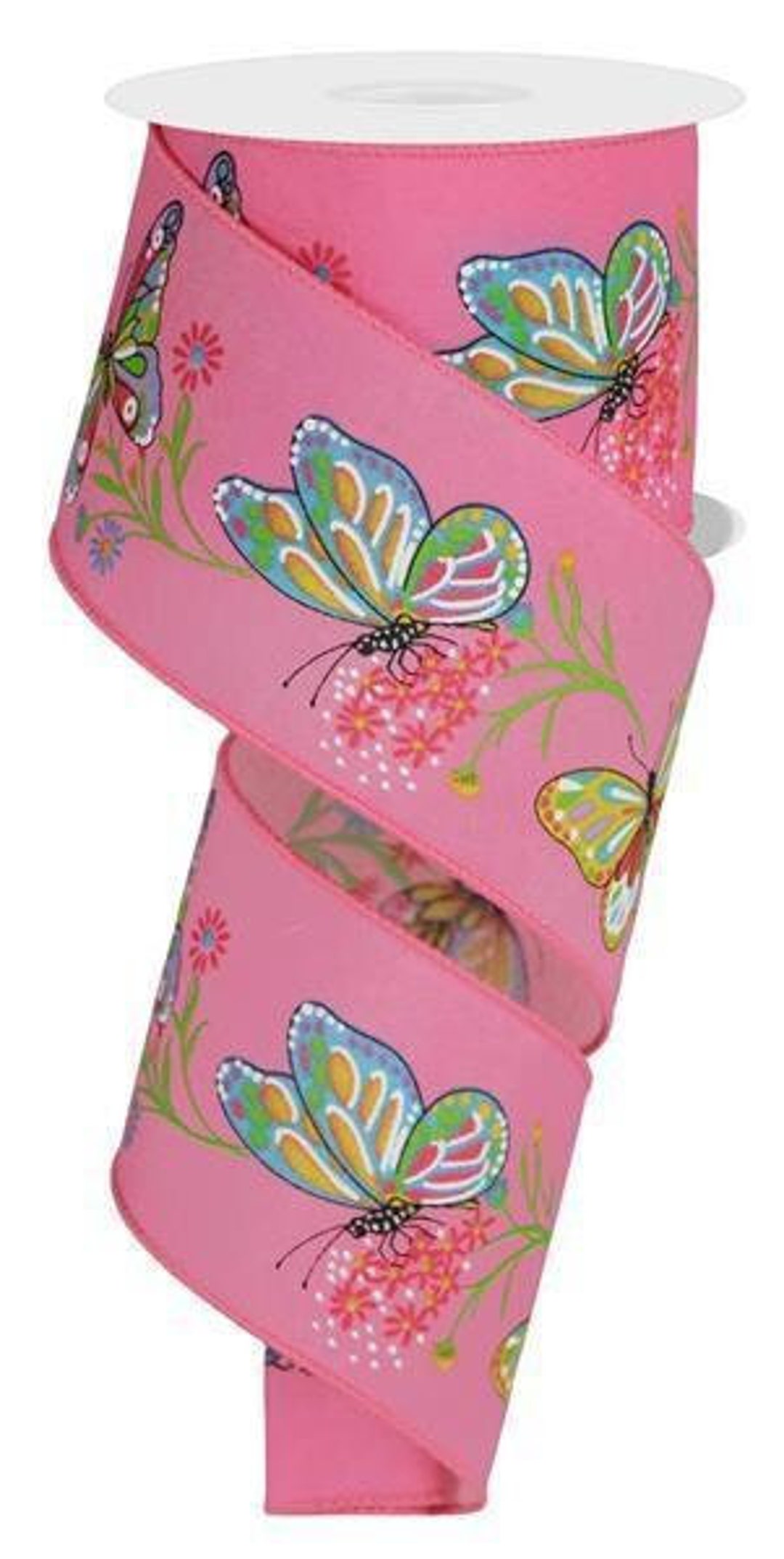 Butterfly Ribbon Pink Butterfly Ribbon 2.5 Inch Wired Ribbon - Etsy