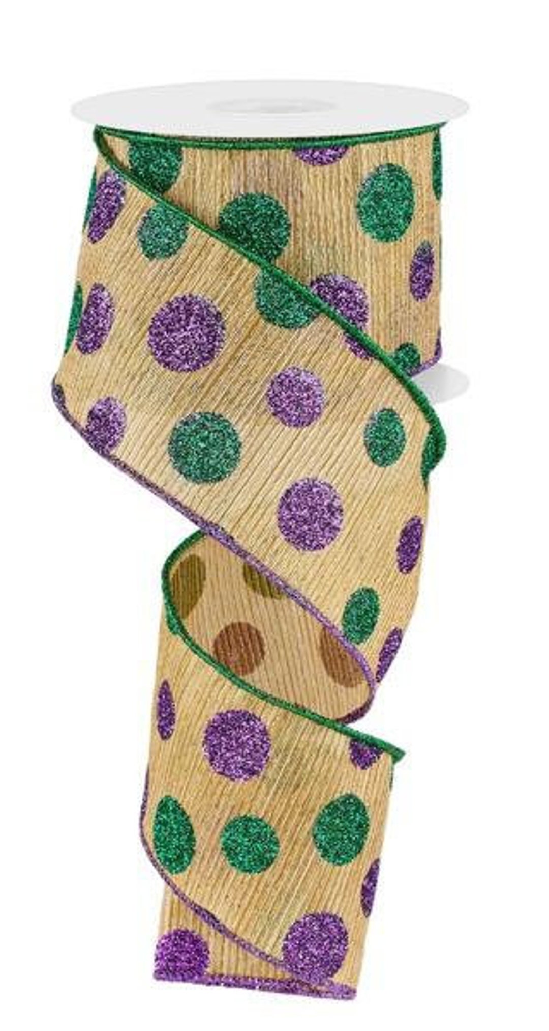 Mardi Gras Ribbon Glitter Dots Ribbon Green Purple Gold Dots Mardi Gras ...