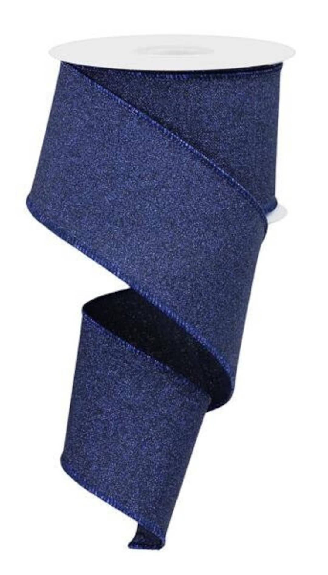Navy Blue Glitter Ribbon Navy Fine Glitter on Royal Ribbon 2.5 Inch ...