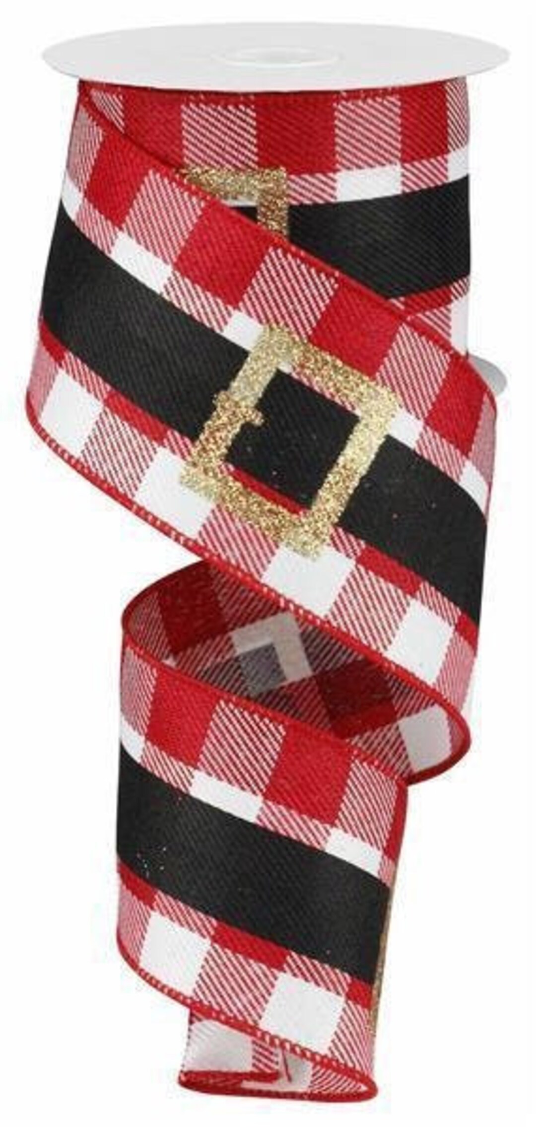 Santa Ribbon Santa Belt Ribbon Red White Plaid Wired Santa Ribbon 2.5 ...