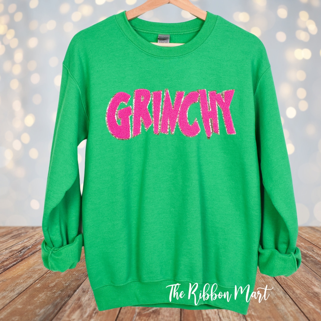 Grinchy Chenille Patch Iron on Pink Grinchy Patch - Etsy