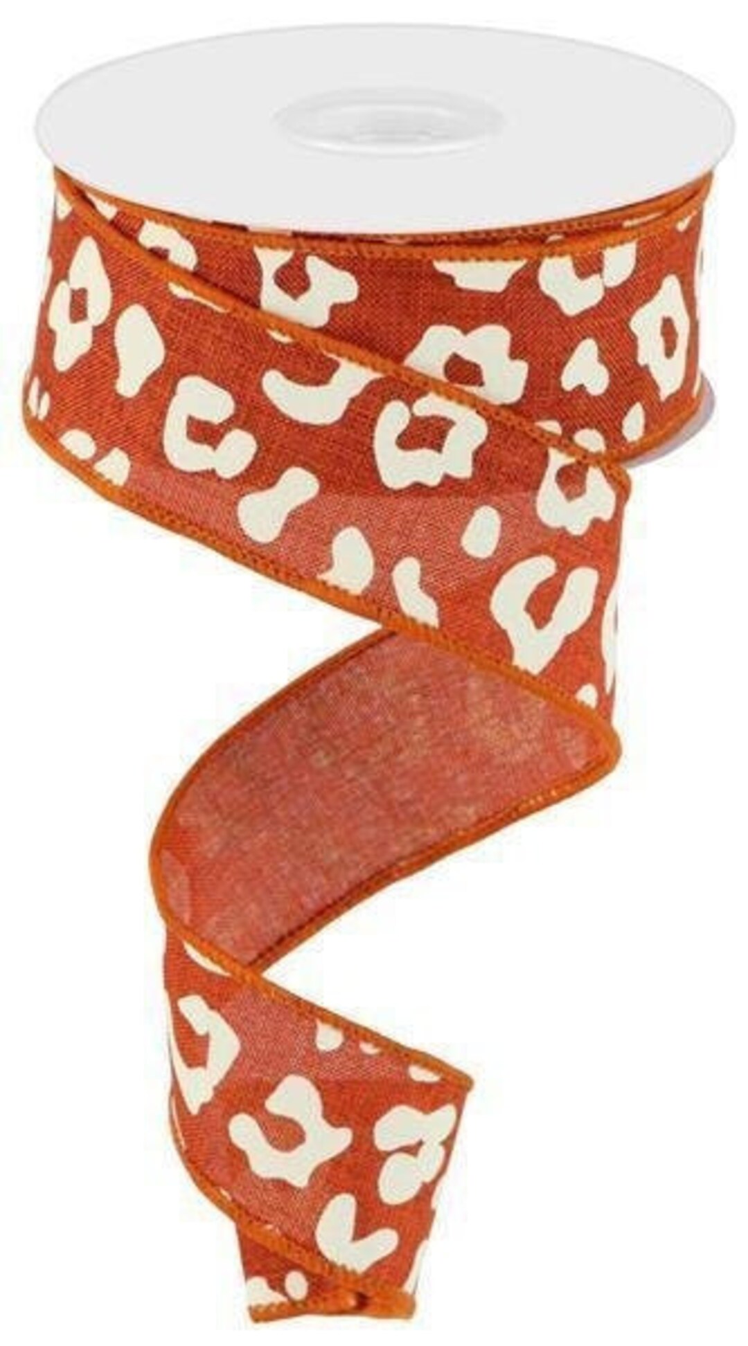 Rust Animal Print Leopard Dark Orange Fall Cheetah Print Wired Ribbon 1 ...