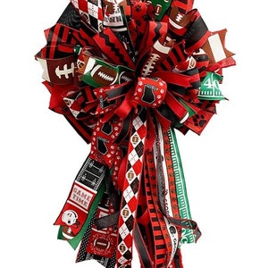 Red Black Stripe Ribbon Wired 1.5 Inch Wired Wreath Ribbon Football ...