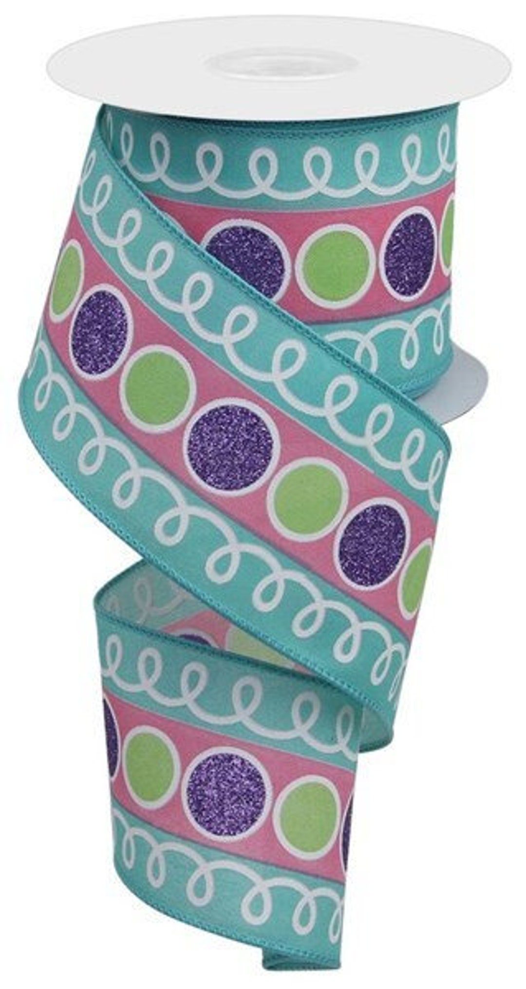 Circle Loop Ribbon Easter Ribbon Spring Ribbon Wired Teal Pink Ribbon 2 ...
