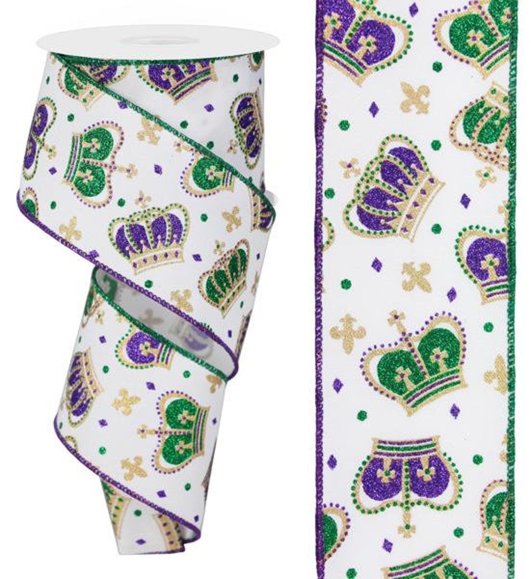 Mardi Gras Ribbon Crown Ribbon Green Purple Gold Ribbon Mardi Gras New ...