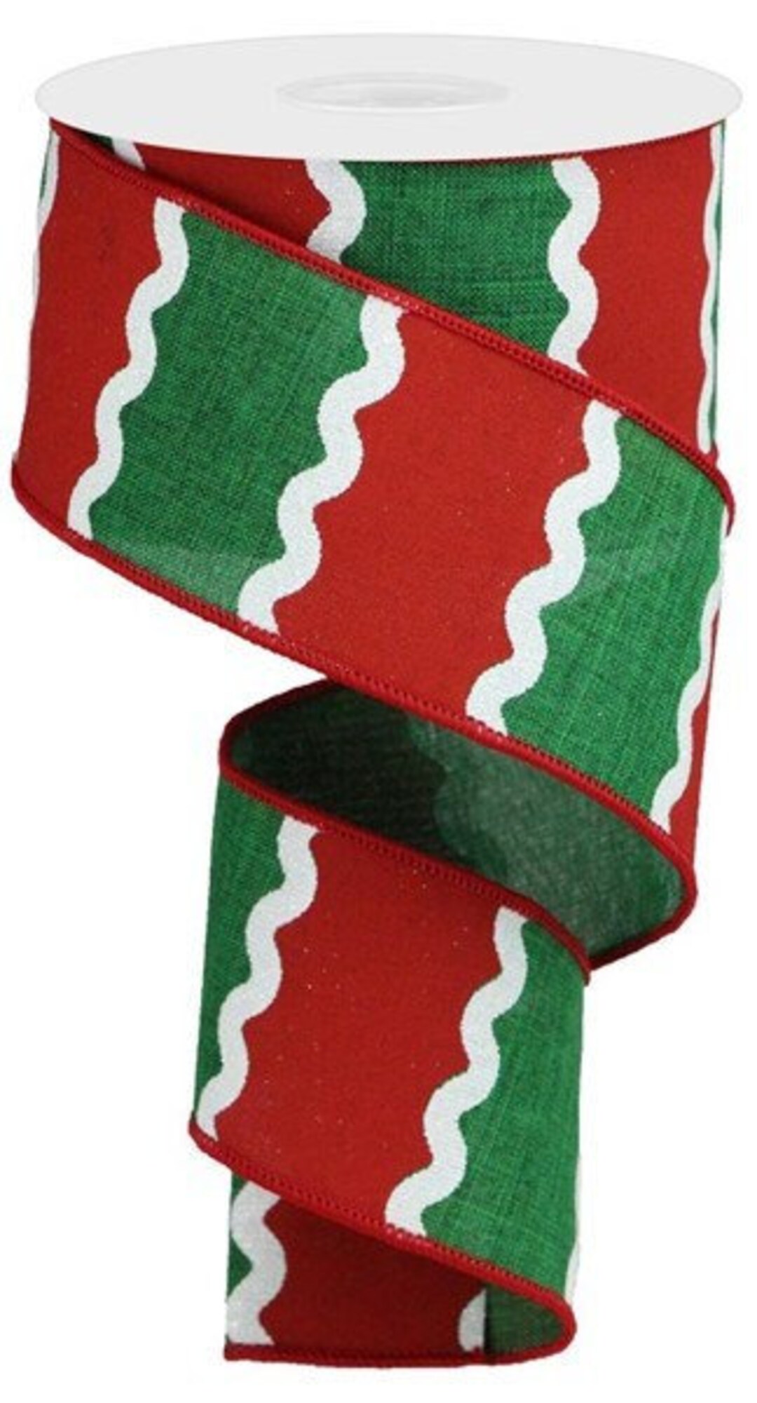 Christmas Wavy Stripes Red Green Stripe Ribbon Stripes on Royal 2.5 ...