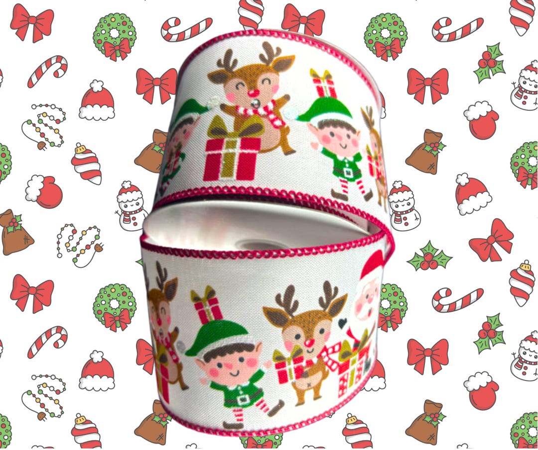 Santa Ribbon Elf Reindeer Ribbon Christmas Ribbon 2.5 Inch - Etsy