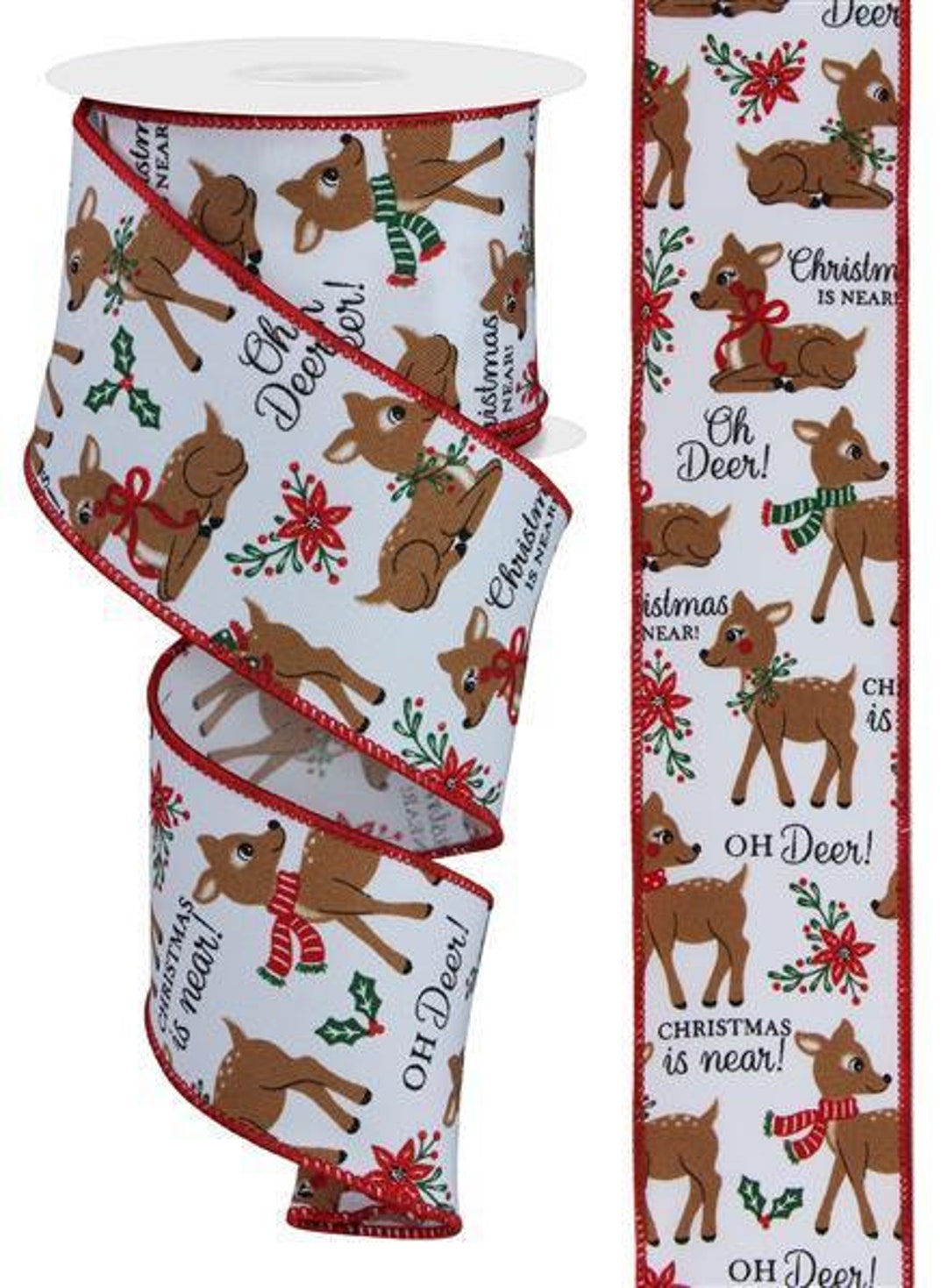Deer Ribon Christmas Reindeer Ribbon Oh Deer Christmas Ribbon 2.5 Inch ...