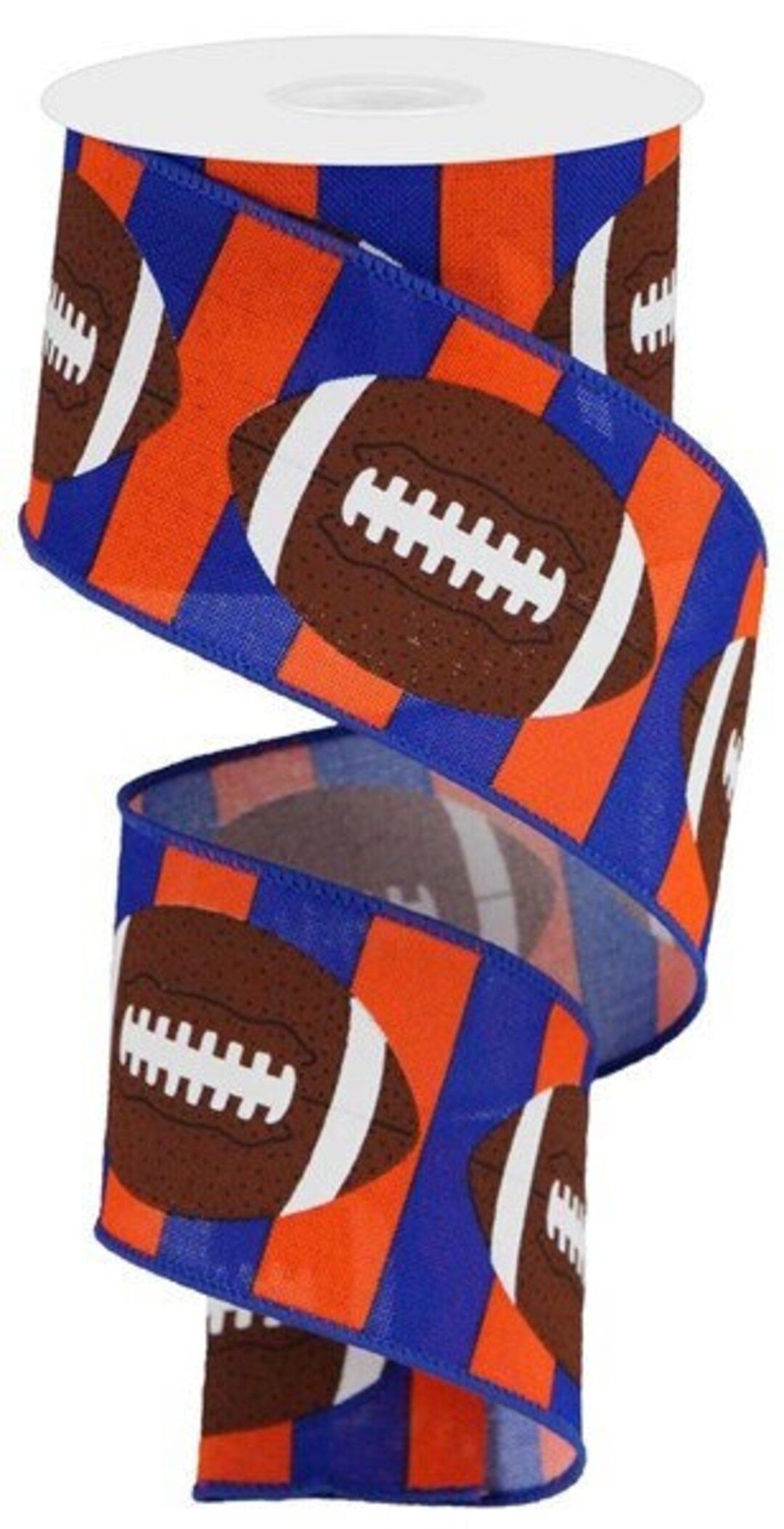 Blue Orange Football Ribbon Football Ribbon Wired Football Ribbon 2.5 ...