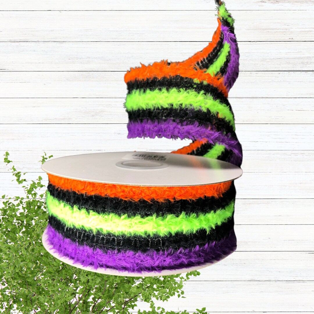 Halloween Fuzzy Stripes Ribbon Halloween Ribbon 1.5 Inch - Etsy