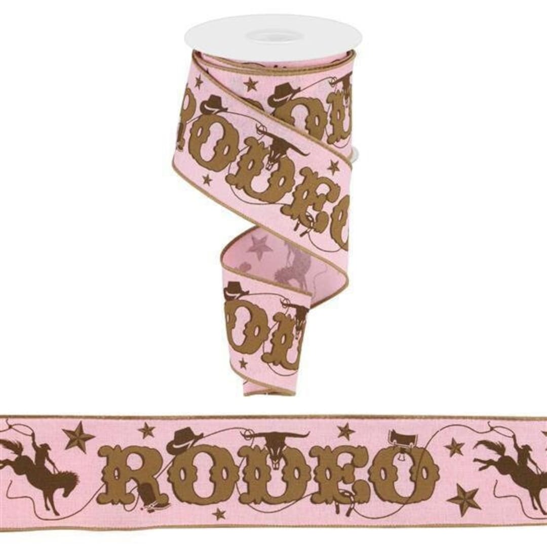 Pink Rodeo Ribbon Western Ribbon Cowboy Ribbon Wired Ribbon 2.5 Inch ...