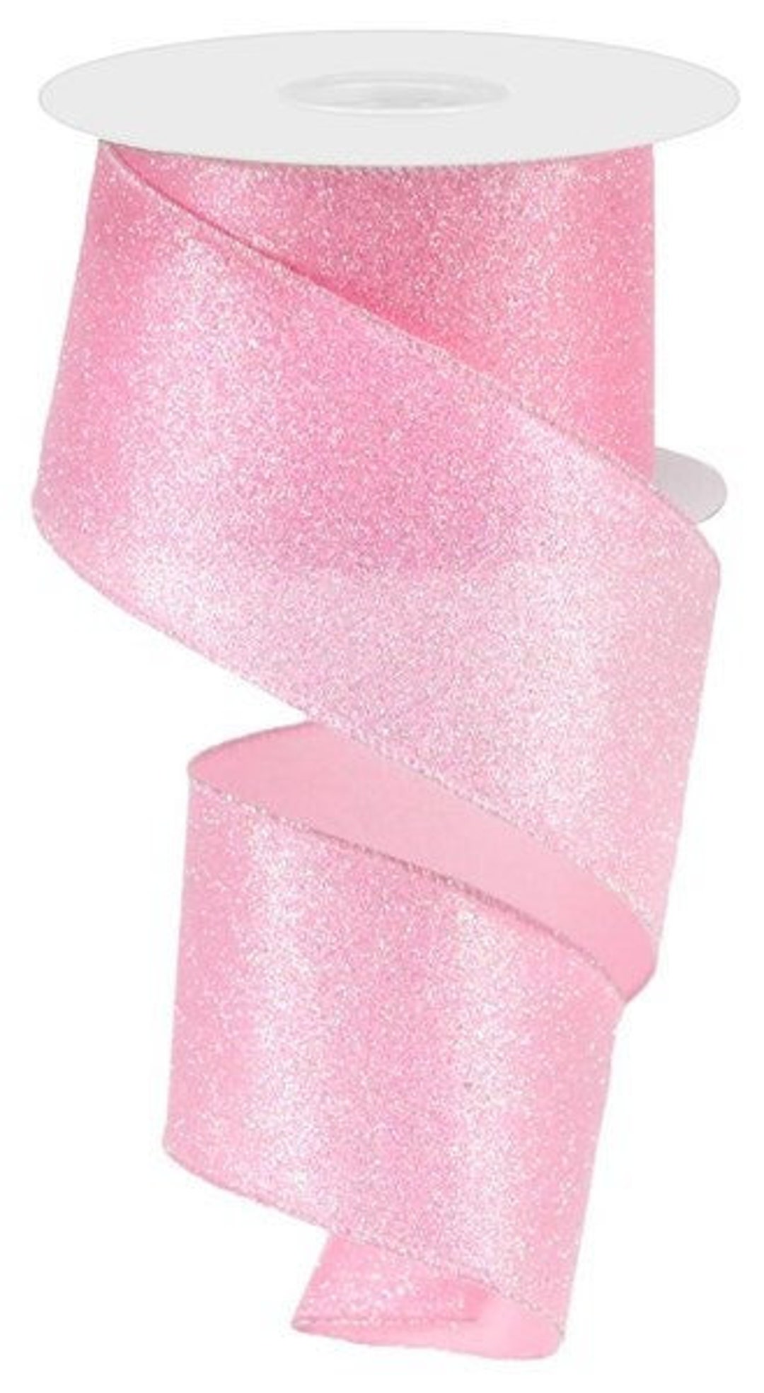 Pink Glitter Ribbon Iridescent Pink Glitter Ribbon 2.5 Inch Wired ...