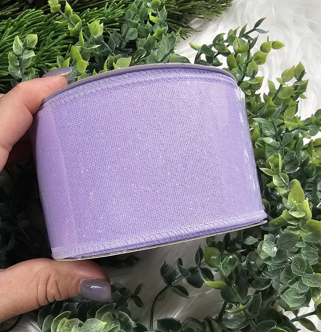 Lavender Glitter Ribbon Light Purple Fine Glitter on Royal Ribbon 2.5 ...