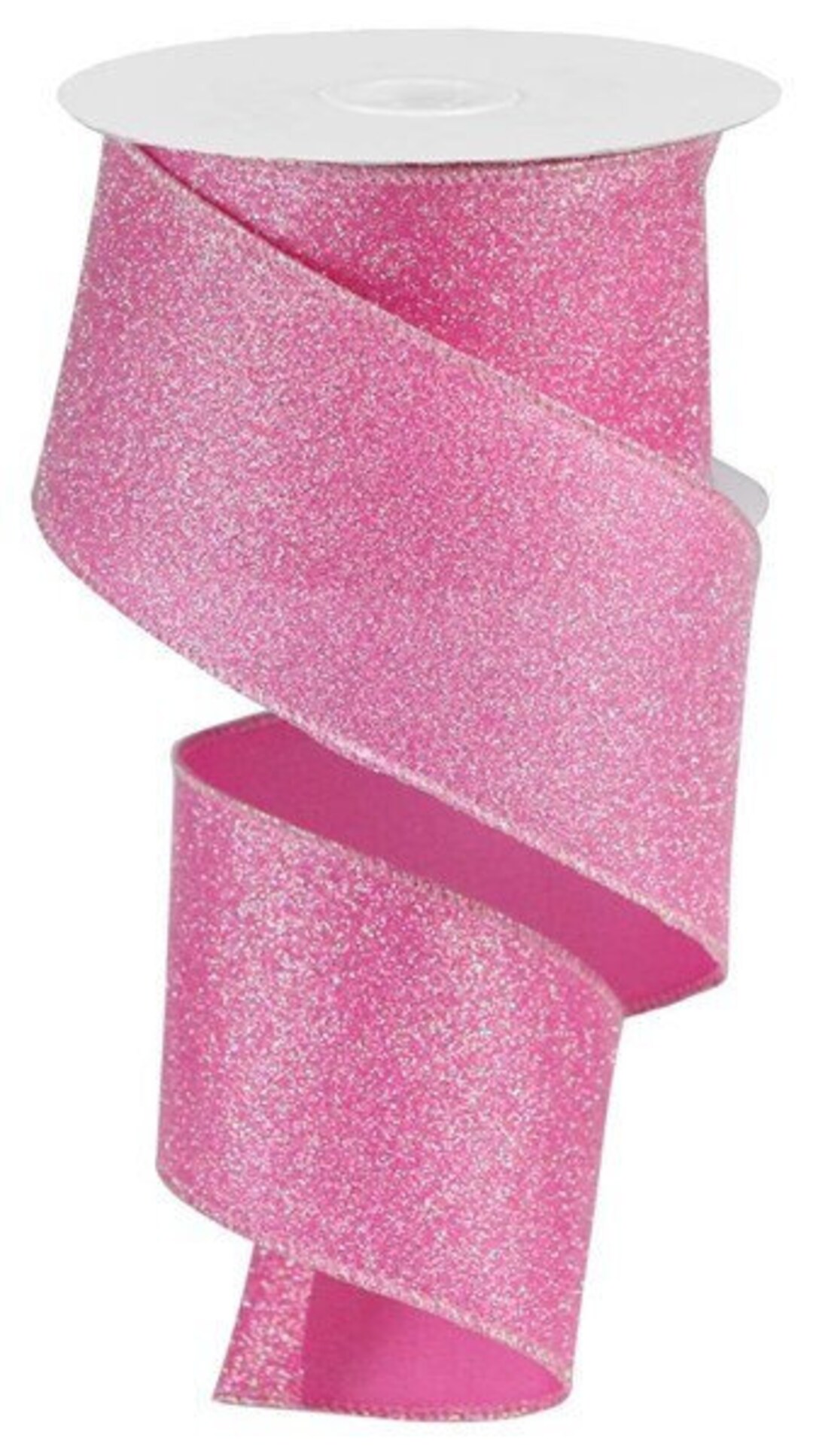 Pink Glitter Ribbon Iridescent Pink Glitter Ribbon 2.5 Inch Wired ...